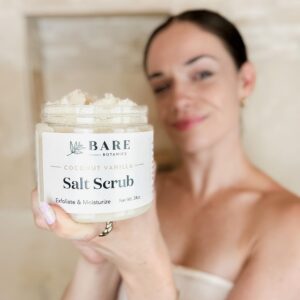 Bare Botanics Lavender Citrus Body Scrub 24oz | Made in Madison, WI | All Natural Himalayan Salt Exfoliator Skin Loving Moisturizers | Vegan & Cruelty Free | Gift Ready Packaging w/a Cute Wooden Spoon