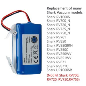 N/R Replacement Battery Pack for Shark Ion Robot RVBAT850 Battery for RV850, RV850BRN, RV850C, RV850WV, RV851WV, RV871, RV871C ，RV700_N, RV720_N, RV725_N, RV761,RV1000S,UR1000SR 2 Prong 14.4V 2600mAh