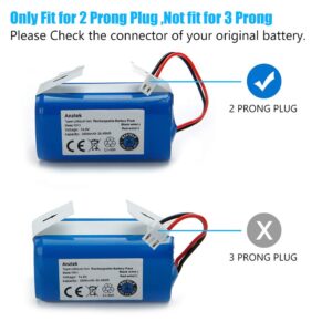 N/R Replacement Battery Pack for Shark Ion Robot RVBAT850 Battery for RV850, RV850BRN, RV850C, RV850WV, RV851WV, RV871, RV871C ，RV700_N, RV720_N, RV725_N, RV761,RV1000S,UR1000SR 2 Prong 14.4V 2600mAh