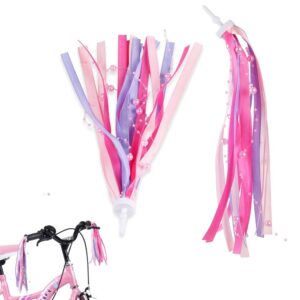 mini-factory kids bike streamers pink pearl - 2pcs bicycle scooter front handlebar tassel ribbon decoration for girls - pearl (pearl)