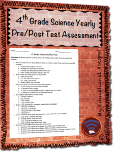 4th grade science yearly pre/post assessment (40 multiple choice questions)