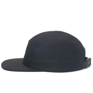 DongKing 5 Panels Baseball Cap Classic Flat Bill Hat Cotton Short Flat Brim Caps (Black)