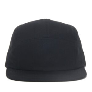 DongKing 5 Panels Baseball Cap Classic Flat Bill Hat Cotton Short Flat Brim Caps (Black)