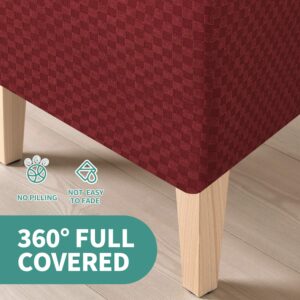 YEMYHOM Ottoman Cover Latest Jacquard Design High Stretch Folding Storage Footstool Protector Rectangle Removable Slipcover (Ottoman Small, Christmas Wine Red)