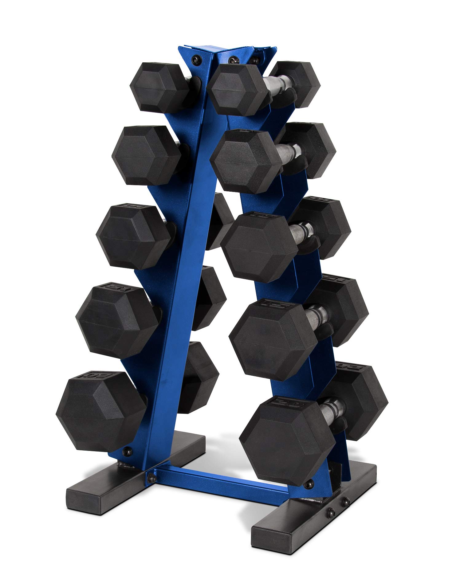 CAP Barbell 150-Pound Dumbbell Set with Vertical Rack, Blue (SDRS-150R-12BISBL)