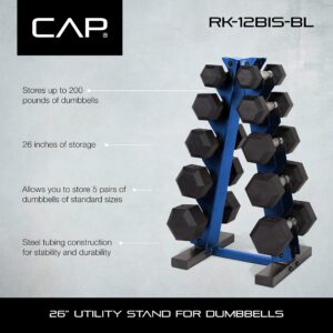 CAP Barbell 150-Pound Dumbbell Set with Vertical Rack, Blue (SDRS-150R-12BISBL)