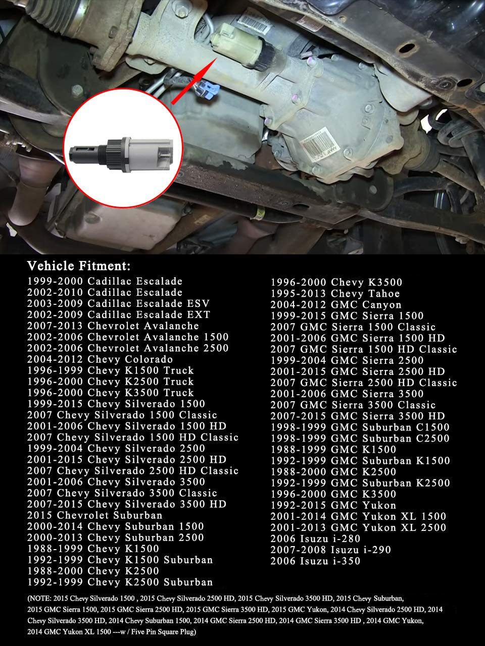 600-101 4WD Front Four Wheel Drive Actuator Fits for Chevy Silverado Avalanche K1500 K2500 K3500 GMC Canyon Yukon Cadillac Escalade Isuzu i-350 1988-2015 Replace# 26060073 8260600730