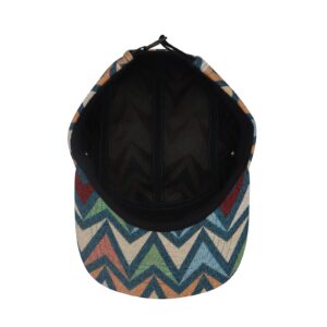 Hatphile Pattern Multi Color Stripe 5 Panel Hat (Large, Geo Jacquard Navy Red)