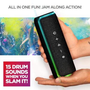 ION Audio Slam Jam-IPX7 Waterproof Bluetooth Speaker with Microphone, Rechargeable Battery, 15 Drum Sounds, Aux Input and USB Charge Port