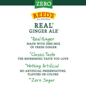 Reed's Zero Sugar Real Ginger Ale, All-Natural Classic Ginger Ale Made with Real Ginger (8pk,12oz can)