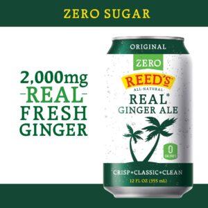 Reed's Zero Sugar Real Ginger Ale, All-Natural Classic Ginger Ale Made with Real Ginger (8pk,12oz can)