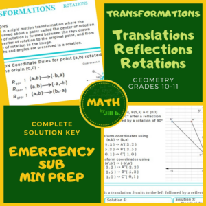 triangles properties & angle theorems geometry lesson + worksheet + full answer key home school / minimum prep emergency substitute