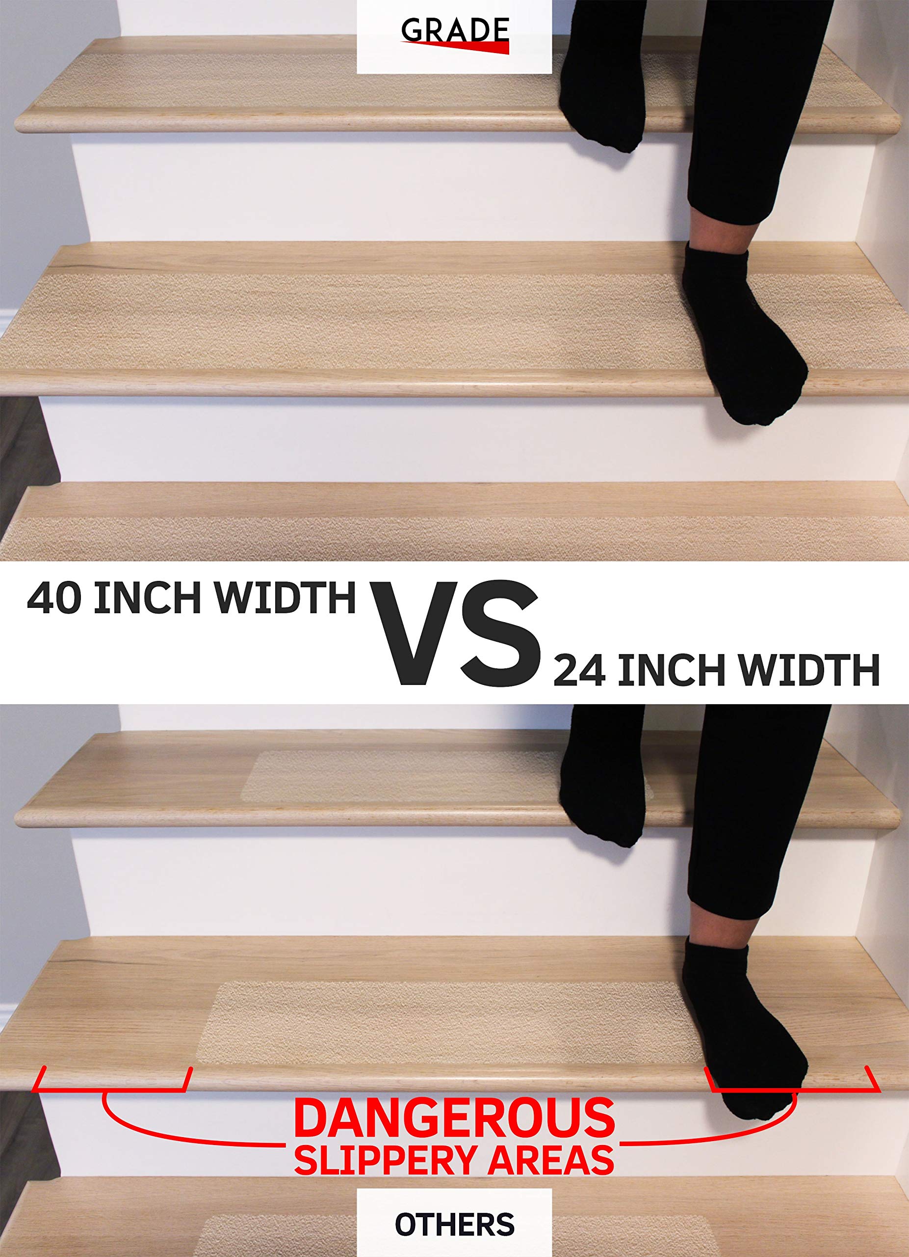 6”x40” Non-Slip Stair Treads Tape (14-Pack) – Clear Anti-Slip Grip Strips