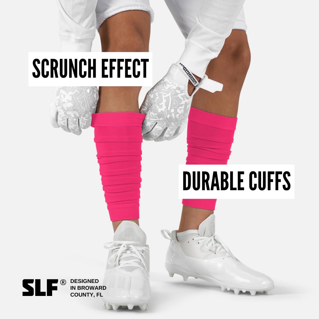 SLEEFS Football Leg Sleeves [1 Pair - Adult - Pink] - For Adult & Youth - Calf Compression Sleeves for Men and Boys