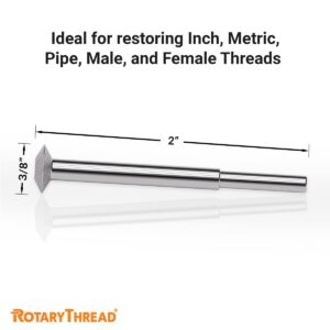 Rotary Thread Repair Kits - Faster & Easier to Chase, Restore & Clean Internal or External Threads, All in One Universal Thread Files Set, Inch, Metric, Grooves, Glands, ACME, Buttress Thread