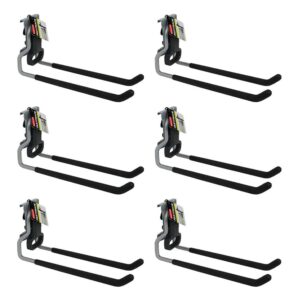 rubbermaid fast track wall mounted garage storage utility multi hook for tools, rope, and more, supports up to 50 pounds each (6 pack)