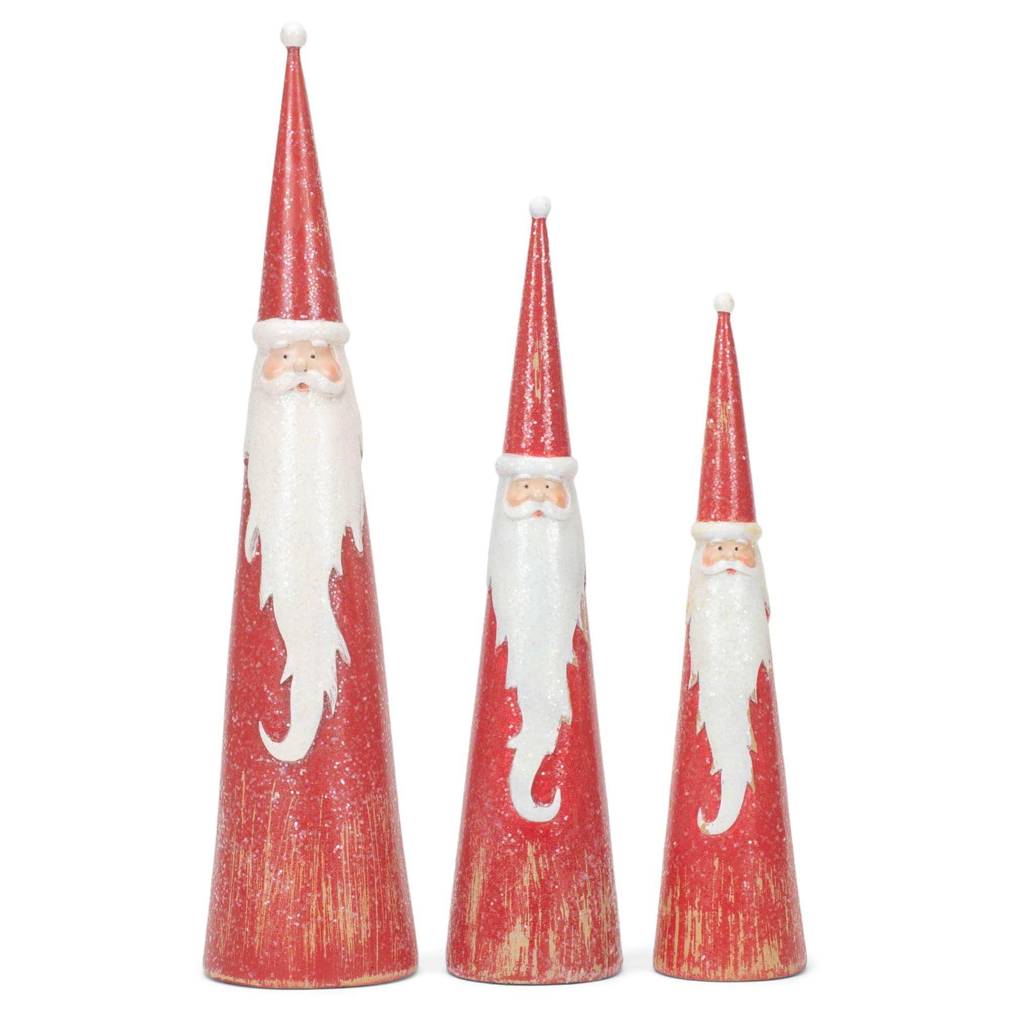 RAZ Imports Holiday Heritage 16" Cone Santa, Set of 3