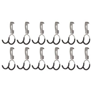 rubbermaid universal powder coaded metallic fasttrack hanging garage hook organizers for ladder, tool, and bike storage (12 pack)