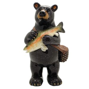 pacific giftware animal world black bear fisherman 6.5 inches tall resin figurine home decor