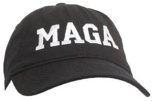 tropic hats adult embroidered maga trump 6 panel ballcap w/strapback closure - black