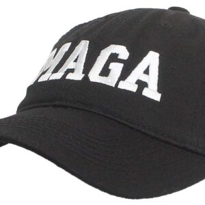 Tropic Hats Adult Embroidered MAGA Trump 6 Panel Ballcap W/Strapback Closure - Black