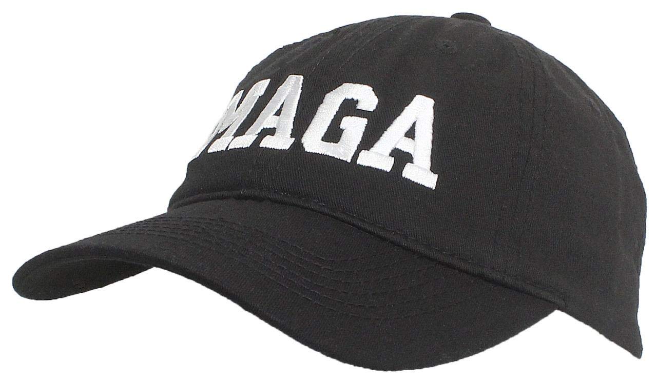 Tropic Hats Adult Embroidered MAGA Trump 6 Panel Ballcap W/Strapback Closure - Black