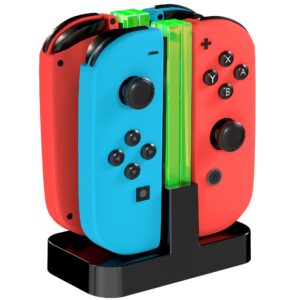 talk works charging dock station compatible with nintendo switch joy-con + oled - charger base, remote accessories docking station for 4 controllers