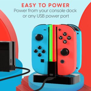 TALK WORKS Charging Dock Station Compatible with Nintendo Switch Joy-Con + OLED - Charger Base, Remote Accessories Docking Station for 4 Controllers