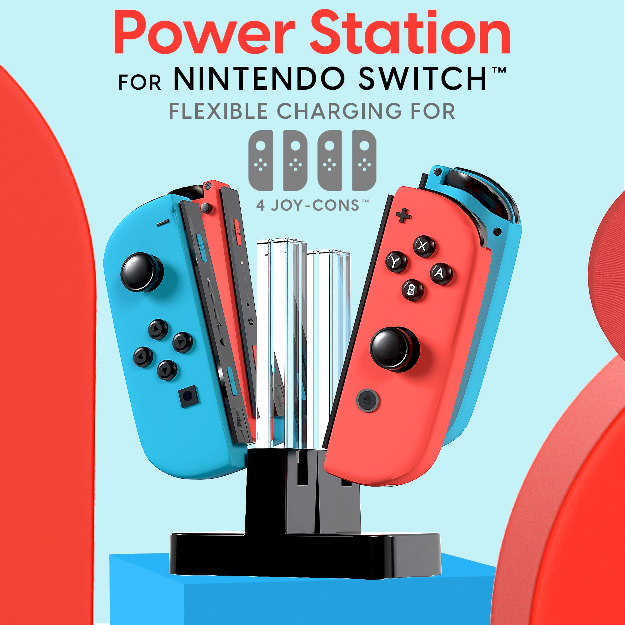 TALK WORKS Charging Dock Station Compatible with Nintendo Switch Joy-Con + OLED - Charger Base, Remote Accessories Docking Station for 4 Controllers