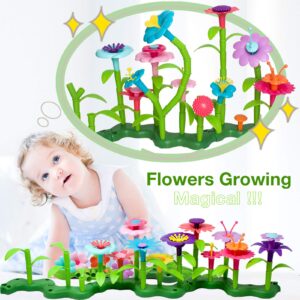 BIRANCO. Flower Garden Building Set - Grow up! Fun Stacking Toys for Toddlers and Kids Age 3-6 Year Olds, Educational Activity for Preschool, Cool STEM Gardening Gifts for Girls (138 PCS)