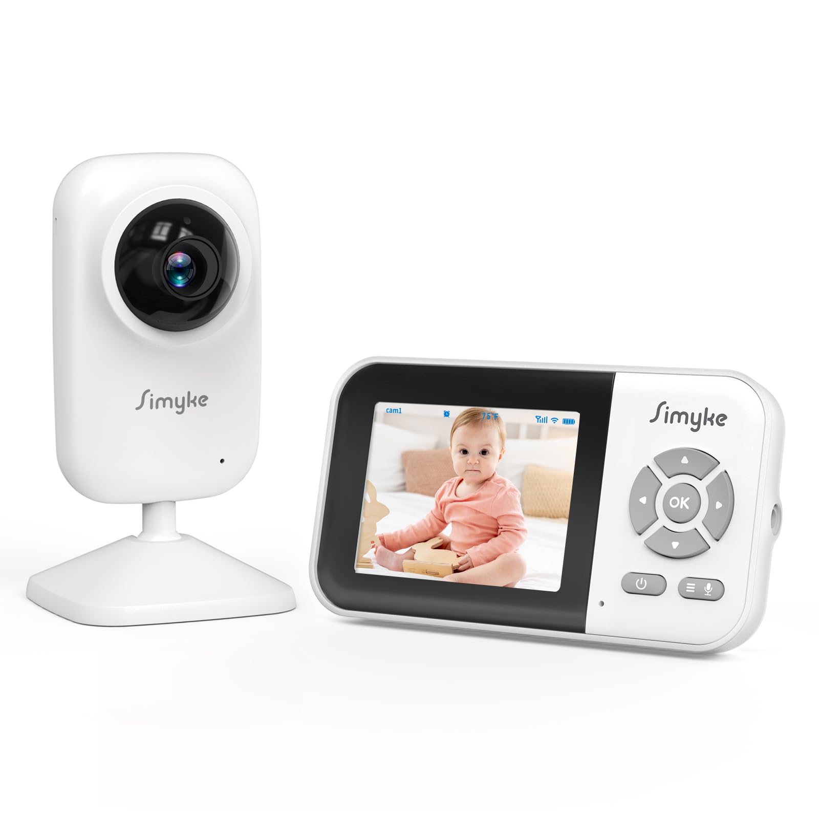 Simyke Video Baby Monitor with 2 Cameras and Audio 3.5" LCD Digital Display with 2 Way Talk,Infrared Night Vision,2X Zoomin Temperature Detect VOX Auto Lullaby Baby Monitoring