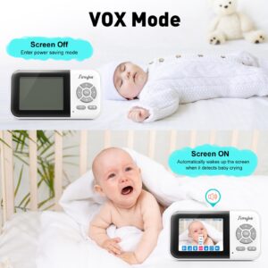 Simyke Video Baby Monitor with 2 Cameras and Audio 3.5" LCD Digital Display with 2 Way Talk,Infrared Night Vision,2X Zoomin Temperature Detect VOX Auto Lullaby Baby Monitoring