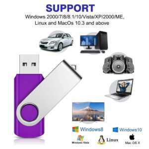 64GB Flash Drive, JEVDES 5 Pack Swivel Data Storage USB Flash Drive USB 2.0 Flash Drive Thumb Drives with LED Indicator, Jump Drive Zip Drive Memory Sticks (5 Mixed Color with Lanyards)