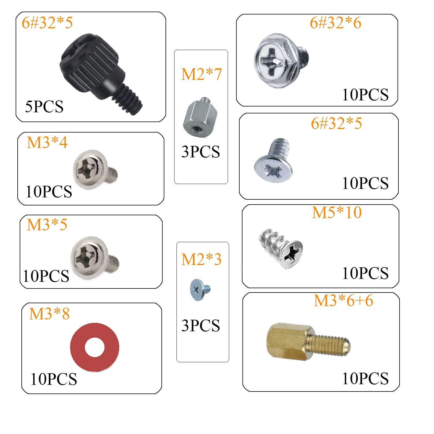 PC Computer Screws Standoffs Set Kit and M.2 Standoff and Screw for M.2 Drives for Computer Case SSD Motherboard Fan Power Graphics