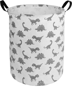 large dinosaur laundry basket 63l, zuext 19.7x15.7 inch waterproof collapsible fabric clothes hamper, canvas toy storage bin, nursery bedroom kids boys baby hamper, xmas birthday gift basket