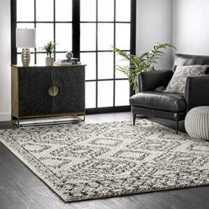 nuloom lacey moroccan geometric shag area rug, 4x6, off-white