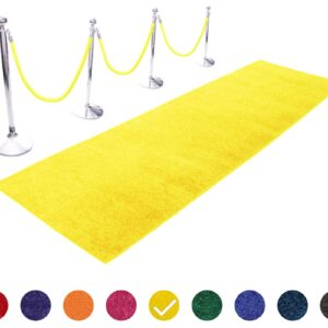 Event Carpet Aisle Runner - Quality Plush Pile Rug with Backing, Binding in Various Sizes (3 X 30 ft, Yellow)