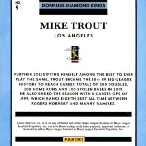 2020 Donruss Diamond Kings #9 Mike Trout Los Angeles Angels Baseball Card