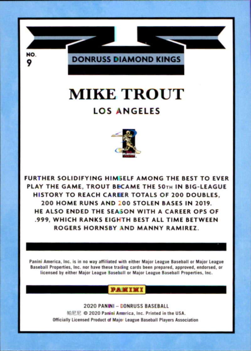 2020 Donruss Diamond Kings #9 Mike Trout Los Angeles Angels Baseball Card