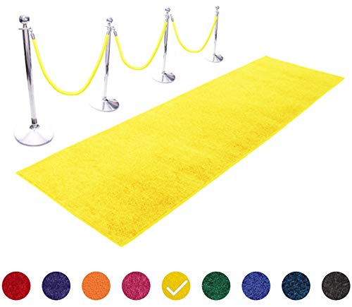 Event Carpet Aisle Runner - Quality Plush Pile Rug with Backing, Binding in Various Sizes (3 X 40 ft, Yellow)