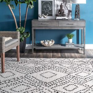 nuLOOM Mila Moroccan Diamond Trellis Runner Rug, 2' x 6', Grey