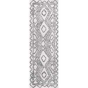 nuLOOM Mila Moroccan Diamond Trellis Runner Rug, 2' x 6', Grey