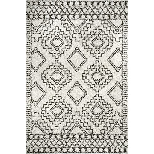 nuLOOM Lacey Moroccan Geometric Shag Area Rug, 8x10, Off-white