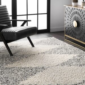 nuLOOM Scarlette Abstract Diamond Shag Area Rug, 7x9, Off-white