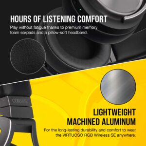 Corsair CA-9011180-NA Virtuoso RGB Wireless Se Gaming Headset - High-Fidelity 7.1 Surround Sound W/ Broadcast Quality Microphone - Memory Foam Earcups - 20 Hour Battery Life – Gunmetal (Renewed)