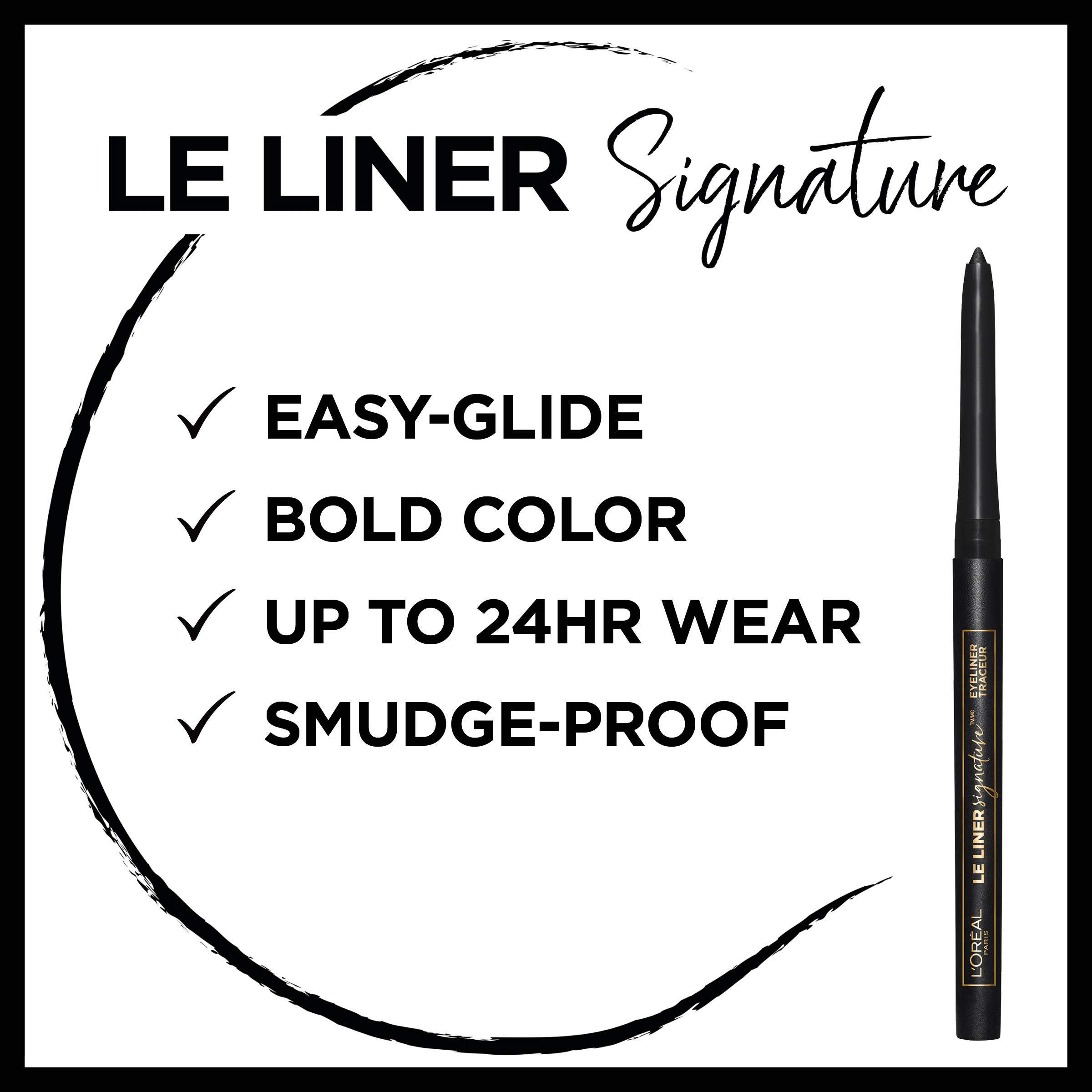 L’Oréal Paris Makeup Le Liner Signature Mechanical Eyeliner,Easy-Glide,Smudge Resistant,Bold Color,Long Lasting,Waterproof Eyeliner,Noir Cashmere,0.011 oz.,1 count