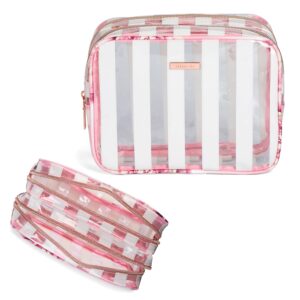 conair makeup bag - travel toiletry bag - cosmetic bag - toiletry bag for women - double zip organizer - pink floral print