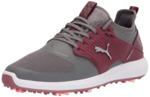 puma men's ignite pwradapt caged golf shoe, high rise-puma silver-digi-blue, 11.5