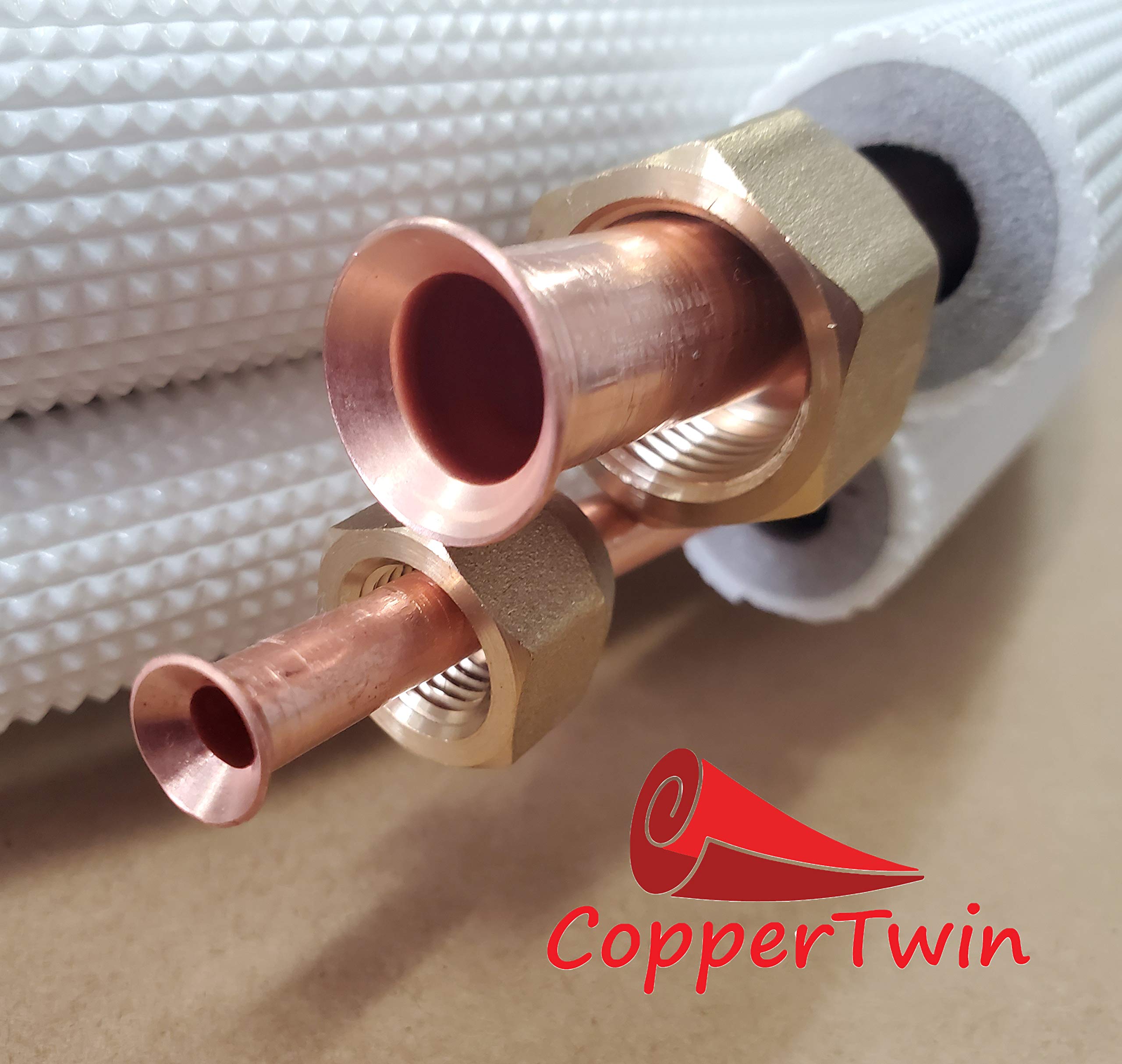 DuctlessAire - Insulated Copper Twin Coil Mini Split Line Set - Indoor/Outdoor Use - Air Conditioning Accessories - 25 Ft (3/8 x 5/8 inches)