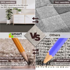 Smart Squares in A Snap Premium Made in The USA Carpet Tiles 18x18 Inch, Soft Padded, Seamless Appearance, Peel and Stick for Easy DIY Installation (10 Tiles - 22.5 Sq Ft, 383 Rustic Charm)